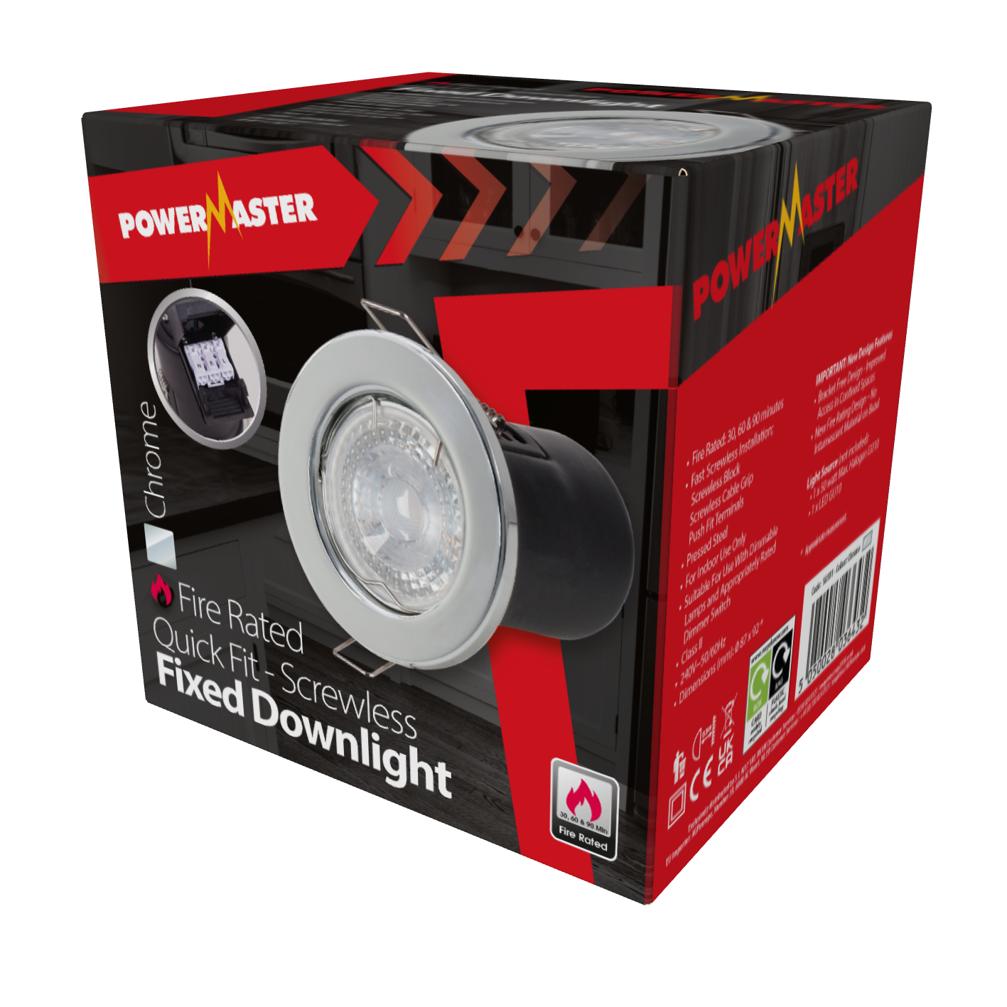 PowerMaster Fire Rated Fixed Downlight - Chrome – LED Hut